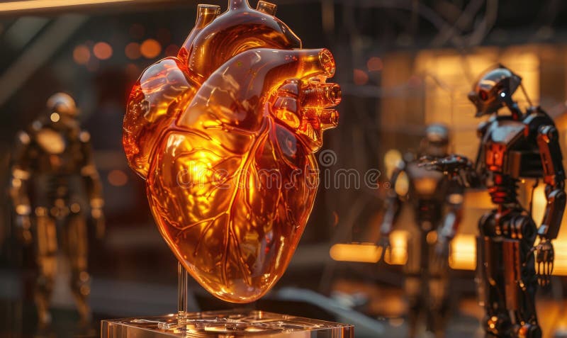 Realistic Model of a Human Heart on a Crystal Pedestal Stock ...