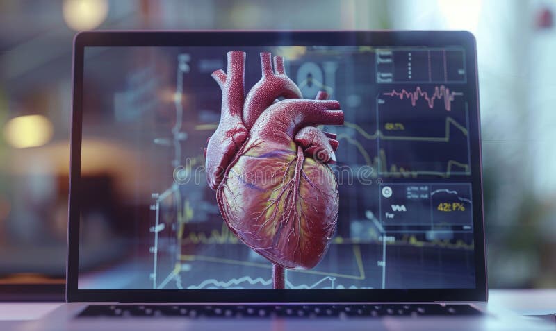 Realistic Model of a Human Heart on a Holographic Display Stock ...