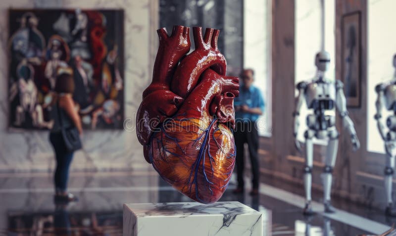 Realistic Model of a Human Heart, on a Marble Pedestal, Art Gallery ...