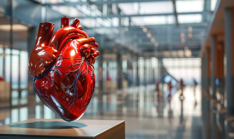 Realistic Model of a Human Heart on a Metallic Pedestal Stock ...