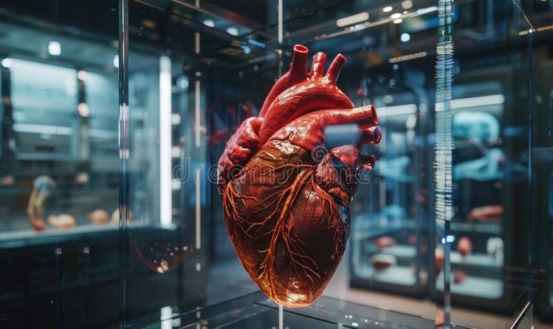 Realistic Model of a Human Heart, Placed in a Futuristic Lab Setting ...