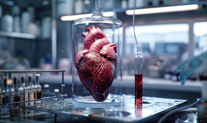 Realistic Model of a Human Heart in a Sterile Container with a Cooling ...