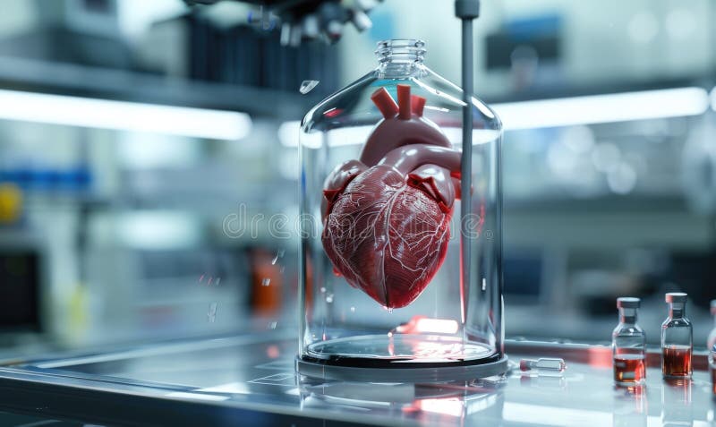 Realistic Model of a Human Heart in a Sterile Container with a Cooling ...