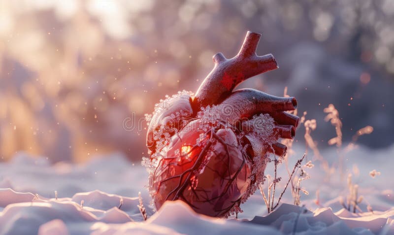 Realistic Model of a Human Heart Submerged in a Block of Ice Stock ...