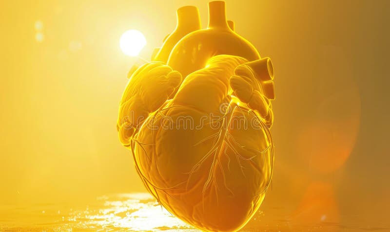 Realistic Model of a Human Heart Surrounded by a Soft Yellow Light ...
