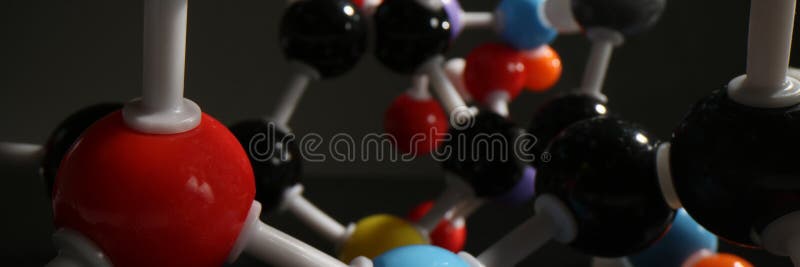 Realistic Model of Molecular Compounds on Dark Background Stock Photo ...
