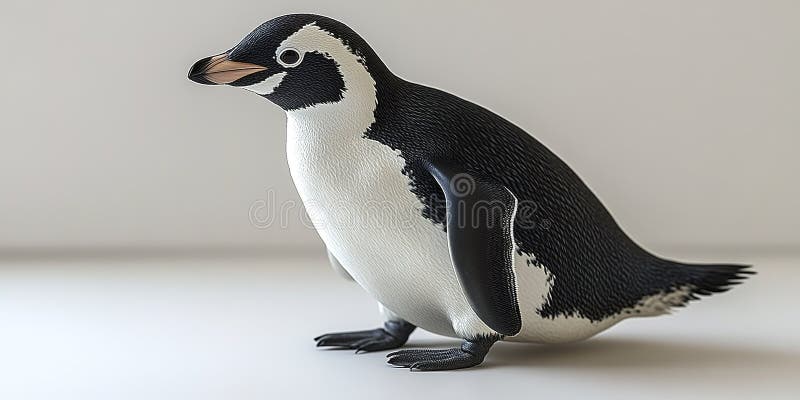 Realistic Model of a Penguin Standing on a White Surface with Detailed ...