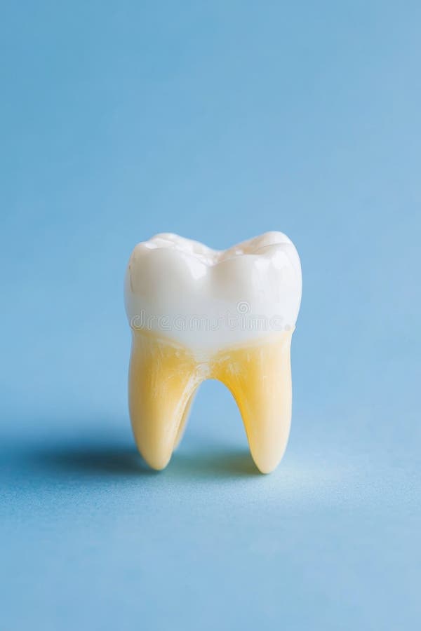 Model of a Tooth Displayed Against a Light Blue Background Illustrating ...