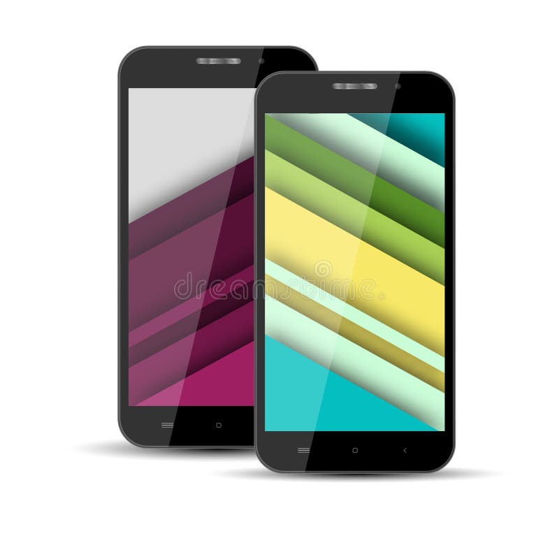 Realistic Models of Mobile Phone with the Screen Saver on the Sc Stock ...