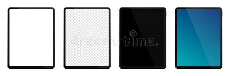 Realistic Models Tablet. Tablet Mockup Collection. Modern Black Tablet ...