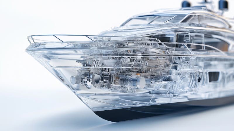 Realistic of a Modern Boat with Transparent Features, Allowing a Clear ...