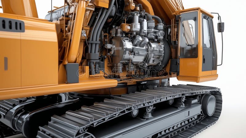 Realistic of a Modern Excavator with Semi Transparent Features ...