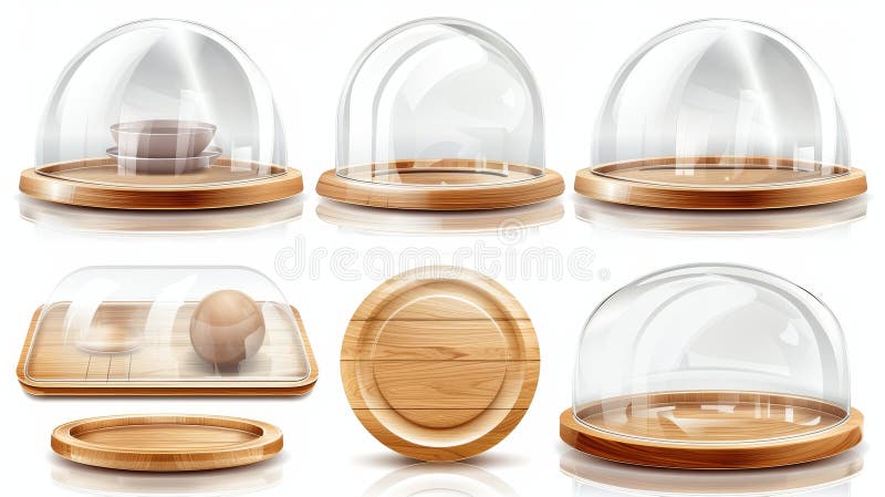 This Realistic Modern Features a Round Glass Dome with a Plate, Food ...
