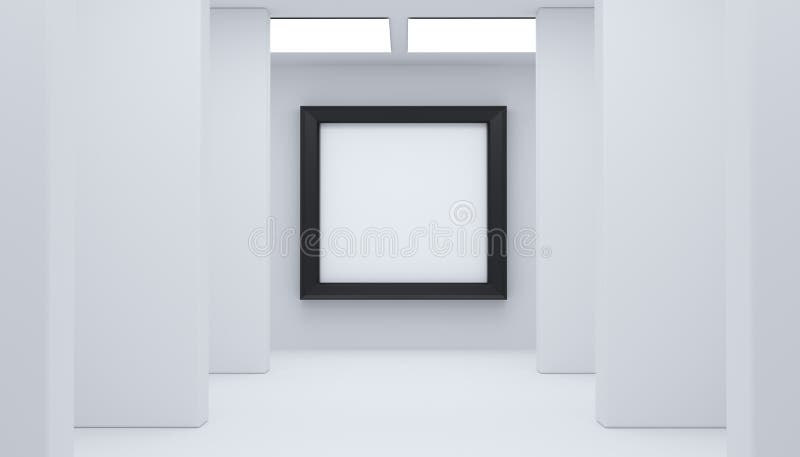 Realistic Modern Gallery Room with Big Empty Frame Stock Illustration ...