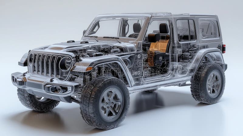 Realistic of a Modern Large SUV Jeep with Semi Transparent Features ...