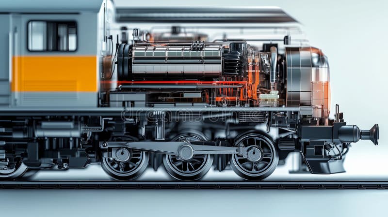 Realistic of a Modern Locomotive with Semi Transparent Features ...
