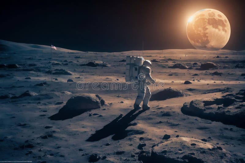 Realistic Moon Astronaut Views.AI Generated Stock Illustration ...