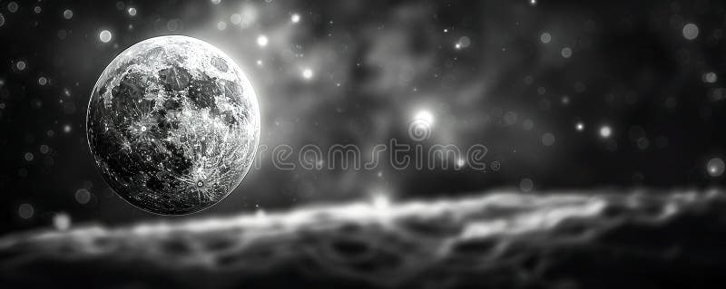 Realistic, Moonlight, Depth of Field Bokeh Effect Monochromatic Lunar ...