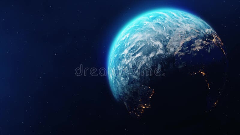 Realistic Motion Graphics of Planet Earth Rotating in the Night Loop ...