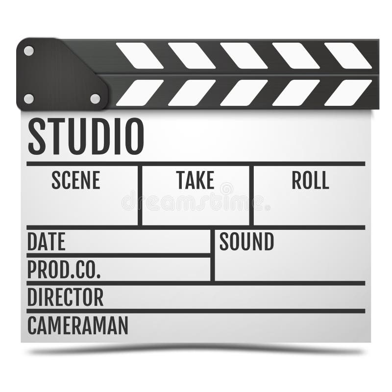 Realistic Movie Clapper Board. Vector. Stock Vector - Illustration of ...