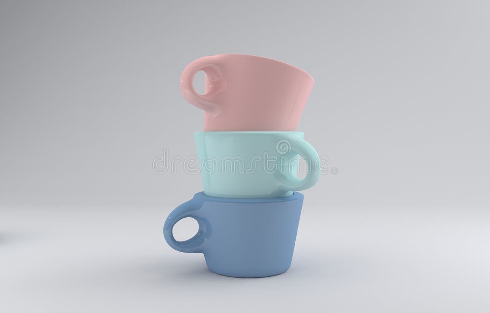 Realistic Mug Mockup 3D Rendered Stock Illustration - Illustration of ...