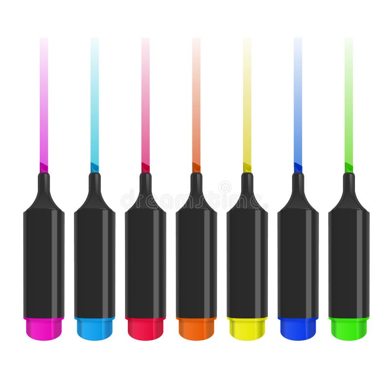Realistic Multi-colored Markers on White Background, Vector Eps 10 ...