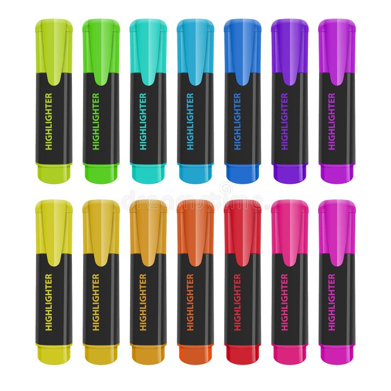 Realistic Multi-colored Markers on White Background, Vector Eps 10 ...