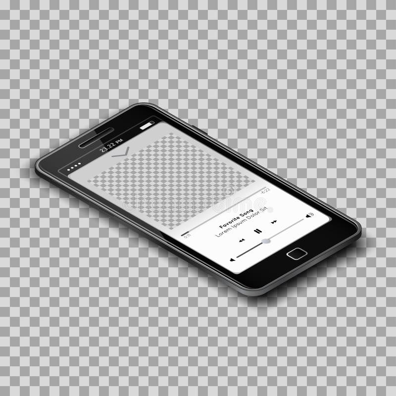 Realistic Music MP3 Player on Black Smartphone with Empty Screen on ...