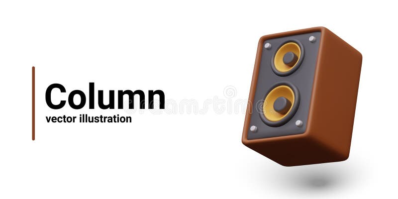 Realistic Music Speaker Closeup. Rectangular Column, Gadget for Sound ...