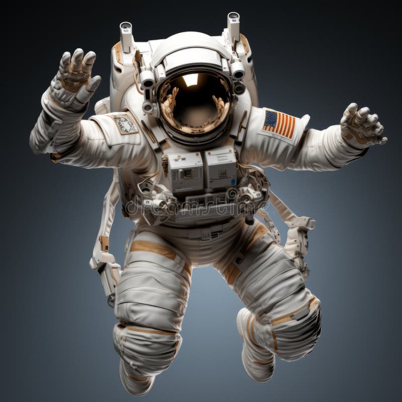 Realistic Astronaut Drawing in Yellow Space Suit Stock Illustration ...