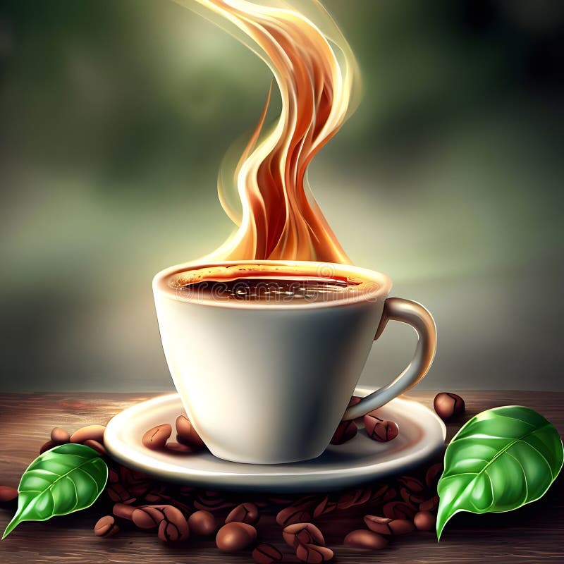 Realistic Natural Coffee on Wooden Table for International Coffee Day ...