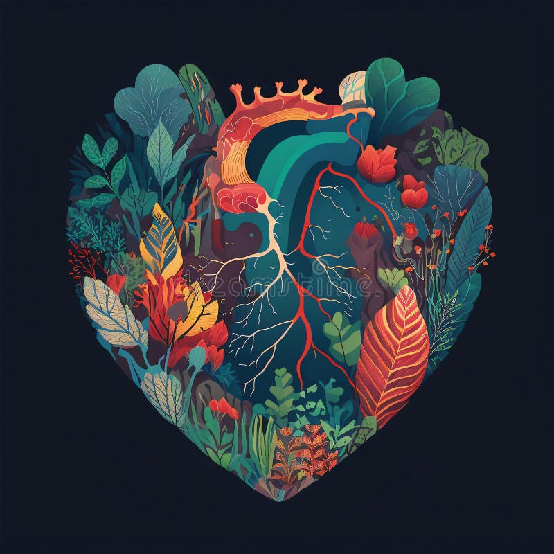 Realistic Nature or Forest Heart Shape for Love Stock Illustration ...