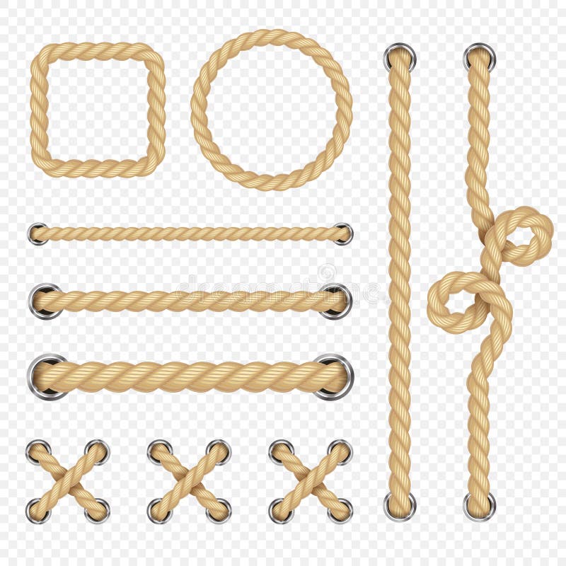 Realistic Nautical Ropes Isolated on Transparent Background Stock ...
