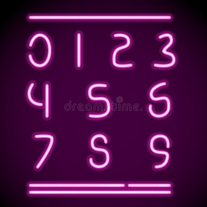 Realistic Neon Alphabet, Numbers Stock Vector - Illustration of font ...