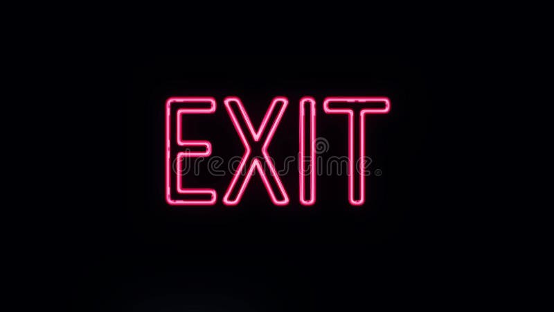 Exit Sign Neon Light Flickering on Black Background. Stock Video ...
