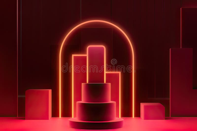 Realistic Neon Light Podium Background - 3D Rendered. Created with ...