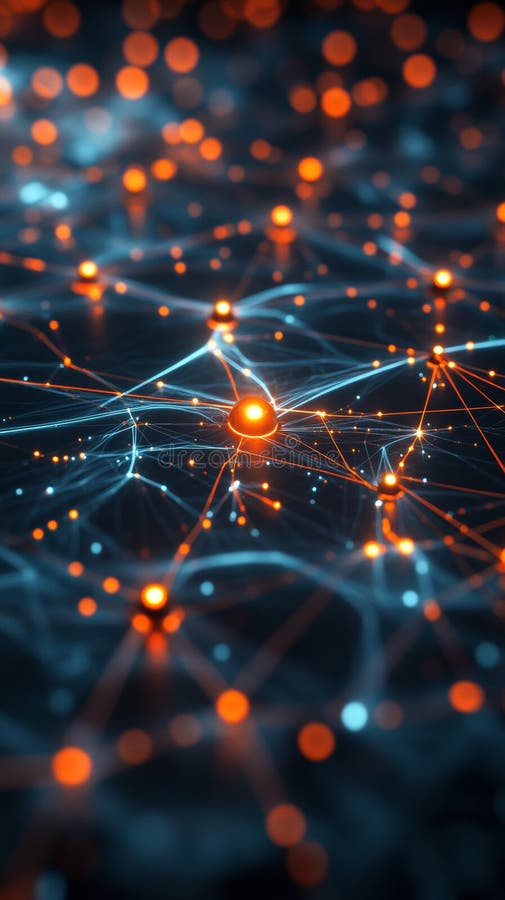 Realistic Network Visualization with Nodes and Soft Lighting in a Blue ...