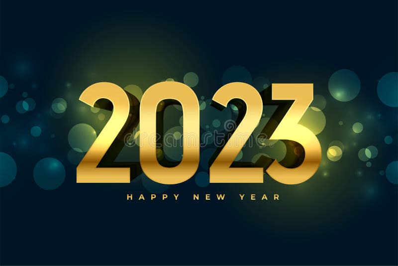 Realistic New Year 2023 Golden Wishes Banner with Bokeh Effect Stock Illustration - Illustration ...
