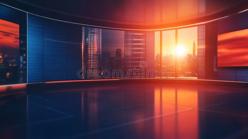 Realistic News Studio Background with Dynamic Light and Views Stock ...
