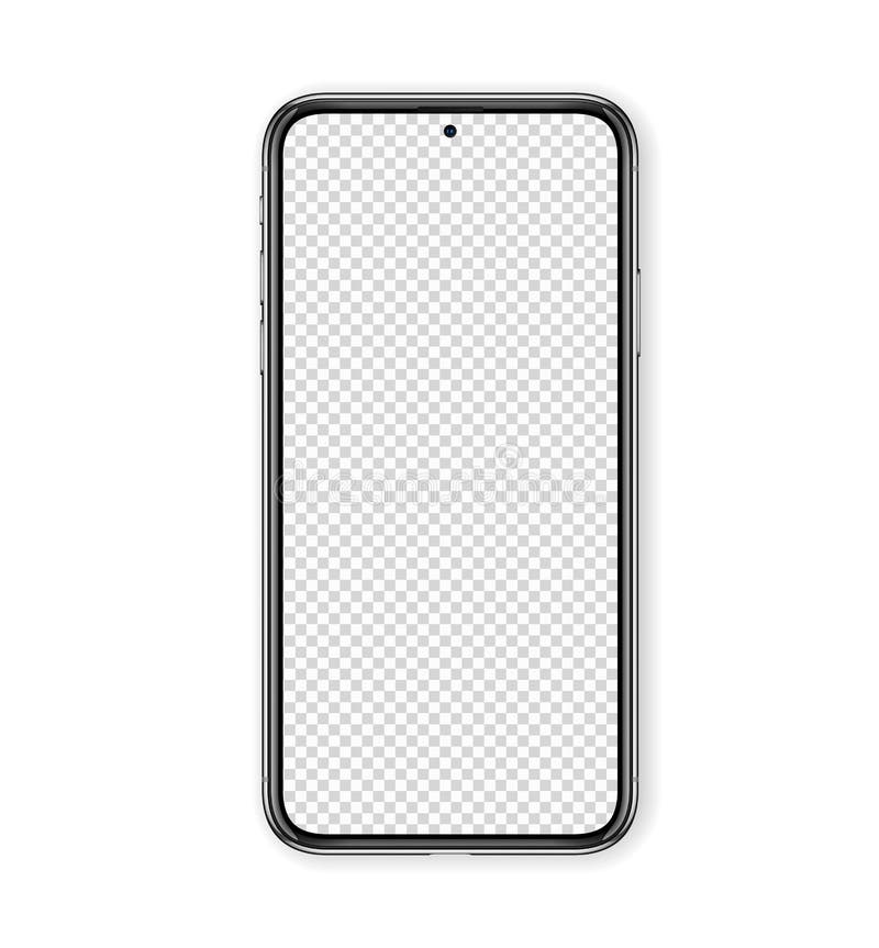 Realistic No Frame Smart Phone with Blank Transparent Screen. Vector ...
