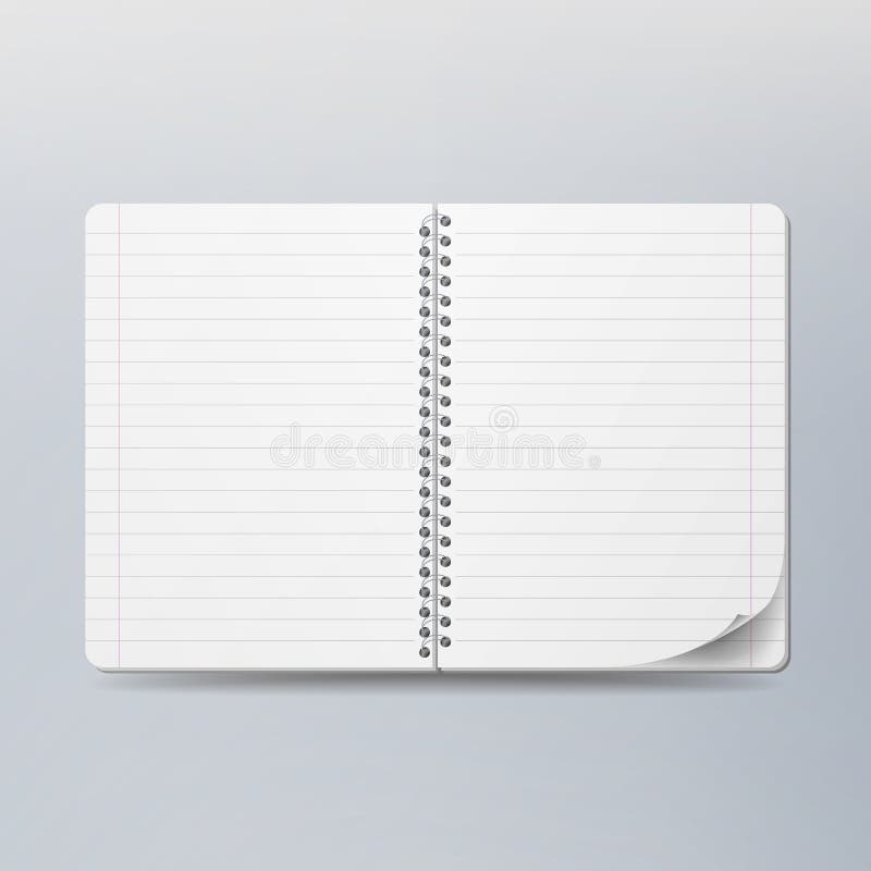 Realistic Note Template Blank. Spiral and Paper. Clean Mock Up for Your ...