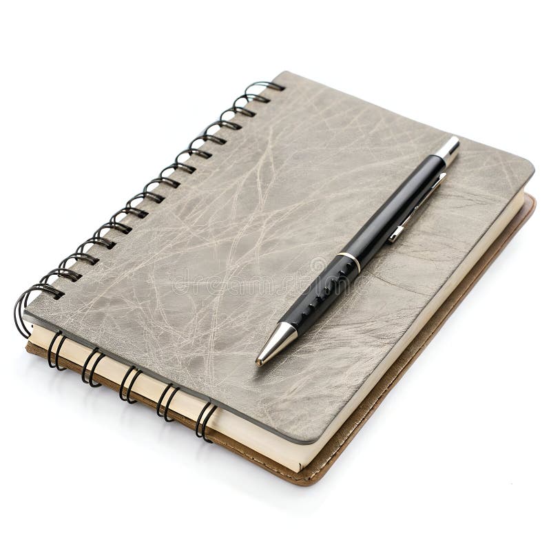 Realistic Notebook with Pen Isolated on White Background Stock ...