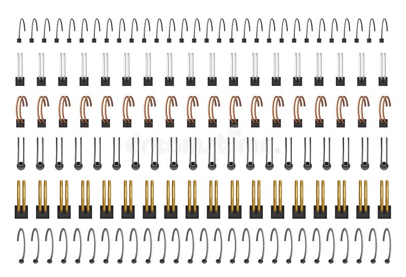 Realistic Notebook Spiral Bindings, Metal Ring Binders. Plastic Spirals ...