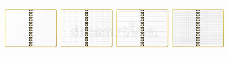 Realistic Notepad. Lined, Gridded and Dotted Sheets. Blank Sheets of ...