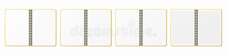 Realistic Notepad. Lined, Gridded and Dotted Sheets. Blank Sheets of ...