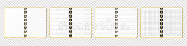 Realistic Notepad. Lined, Gridded and Dotted Sheets. Blank Sheets of ...