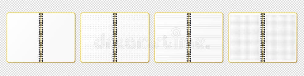 Realistic Notepad. Lined, Gridded and Dotted Sheets. Blank Sheets of ...