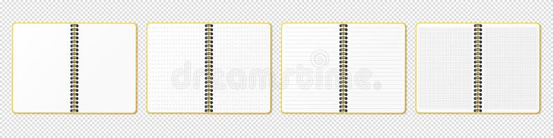 Realistic Notepad. Lined, Gridded and Dotted Sheets. Blank Sheets of ...