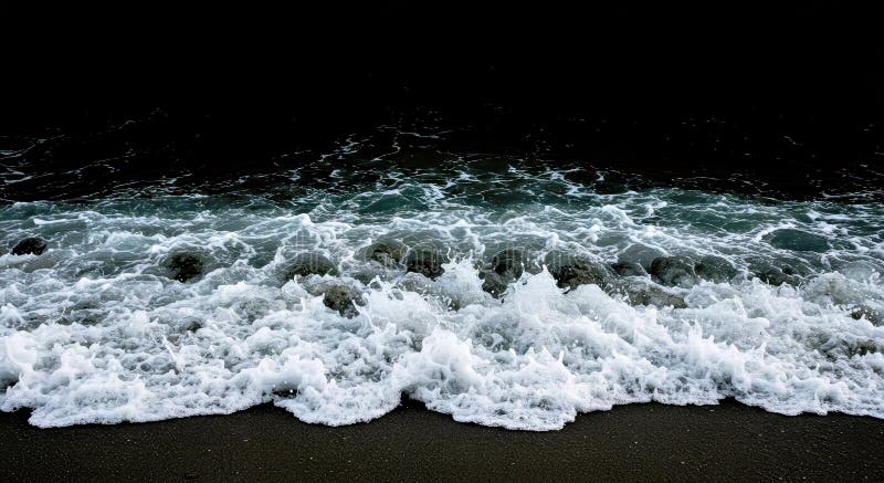 Realistic Ocean Foam Texture on Dark Sand Studio Environment Background ...