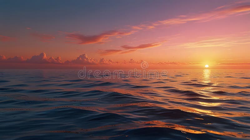 Realistic Ocean Waves at Sunset with Gradient Sky Wallpaper. High ...
